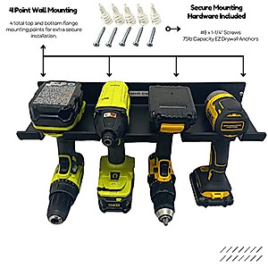 BEHR-ENGR Thick Plastic Power Tool Organizer - Wall Mountable, Drill Storage, Charging Station Shelf (Drill Rack w/ Shelf)