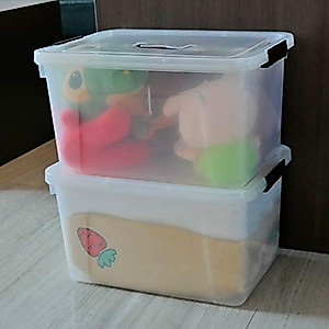 Begale 17.5 Quart Plastic Large Storage Container, Clear Latch Bin with Handle and Lid, 4-Pack