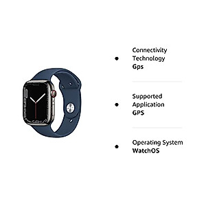 Apple Watch Series 7 (GPS + Cellular 45mm) Graphite Stainless Steel Case with Abyss Blue Sport Band (Renewed)