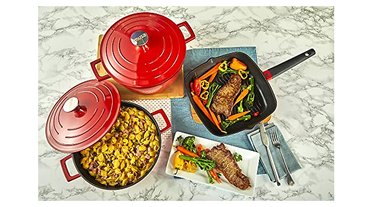 IMUSA 5 Quart Cast Aluminum Dutch Oven - Versatile Cooking