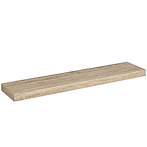 Ballucci Floating Shelf Extra Wide, 35.5" Wood Wall Mount Ledge with Invisible Bracket for Living Room, Bathroom, Kitchen, Nursery, 8" Deep, Oak Finish