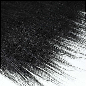 Faux Fur Fabric 2PCS Fake Fur Plush Fabric Precut Strips Fluffy Fuzzy Craft Fur for Gnomes Beard Hair Decoration (Black)