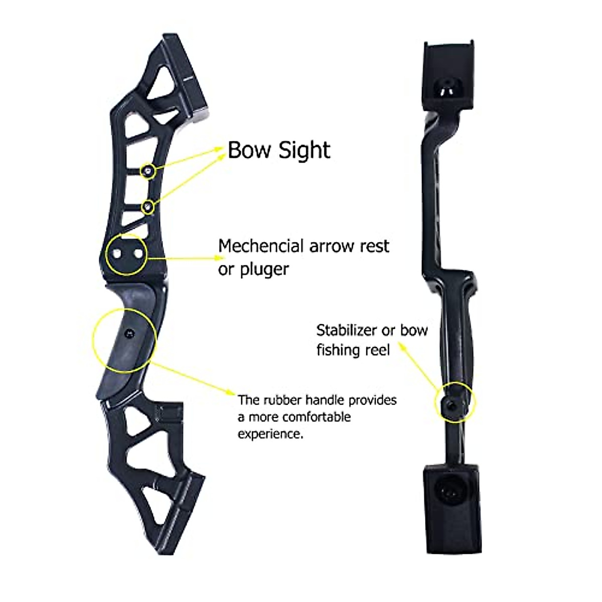 SinoArt Falcon 60" Takedown Hunting Recurve Bow Metal Riser 30 35 40 45 50 55 60 65 70 Lbs Black/Camo Right Handed(60 LBs)