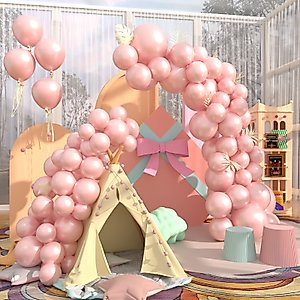CACOLULU Double Stuffed Balloons Pastel Pink Pearl White Balloon Garland Kit 70PCS Latex Balloons 10 inch For Baby Shower Wedding Princess Birthday Party Decorations