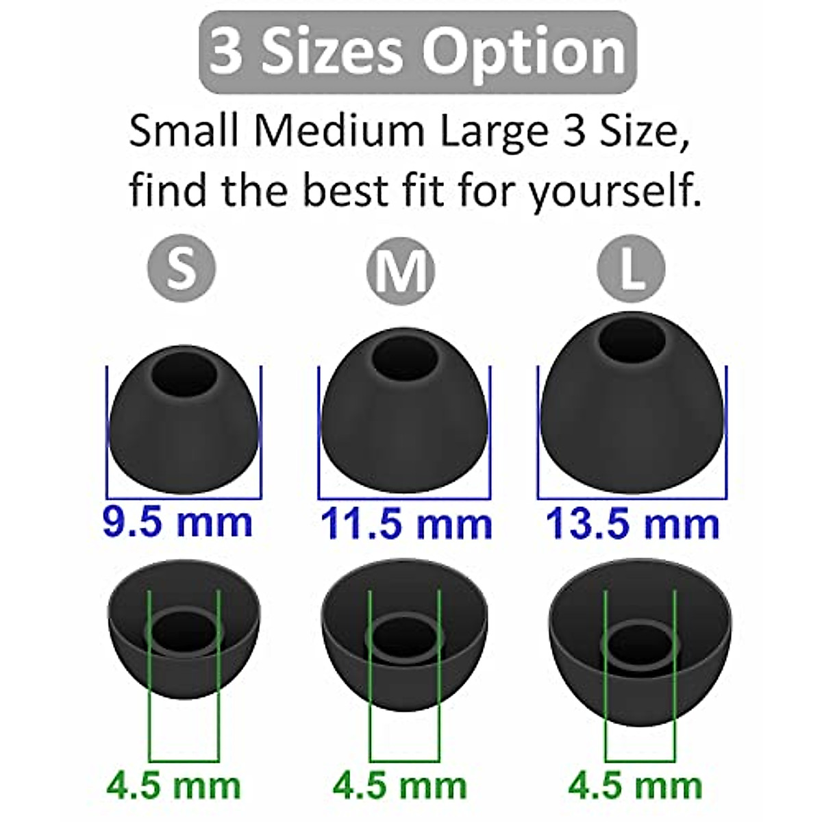 12 Pairs Ear Tips Buds Compatible with Skullcandy in-Ear Earphone, Replacement Flexible Silicone Eartips Earbuds Accessories Compatible with Skullcandy Dime/Sesh Evo/Jib/Ink'd+ - Black