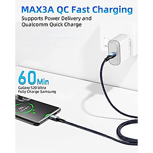 USB C to USB C Cable,60W 3A Fast Magnetic Charging Cable,CAFELE 2 Pack Type C to Type C Nylon Cable Fast Charge for Samsung Galaxy S10 S10+ / Note 8, LG V20 and Other Type C Charger (Blue)