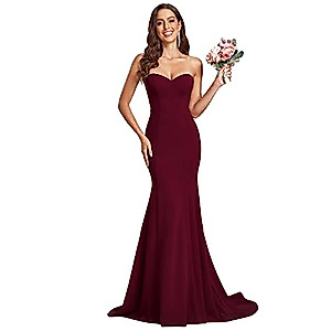 Ever-Pretty Womens Fishtail V Neck Tube Long Ball Gowns Bodycon Dresses for Women Burgundy US16