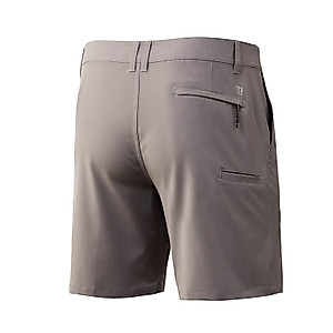 HUK Men's Waypoint 7.5" Quick-Drying Fish & Swim Shorts, Gray, 30