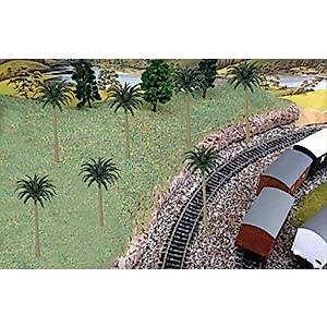 ORZIZRO 15Pcs Model Coconut Palm Tree Scenery Model Tree 2.8-6.3 Inch Mixed Model Trees for Model Train Railway Architecture Diorama DIY Scenery Landscape Cake Toppers Decoration