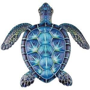 VIVIANYO HD 11.8 Inch Metal Sea Turtle Wall Decor Colorful Realistic Sea Turtle Statue Hanging Wall Ornament Metal Indoor Outdoor Fence Outside Decorations for Patio Balcony (A)
