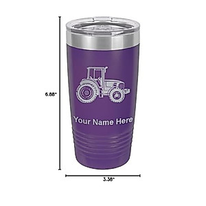 LaserGram 20oz Vacuum Insulated Tumbler Mug, Farm Tractor, Personalized Engraving Included (Dark Purple)