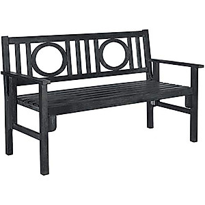Safavieh PAT6714K Outdoor Collection Piedmont Grey Folding Bench, Dark Slate Gray