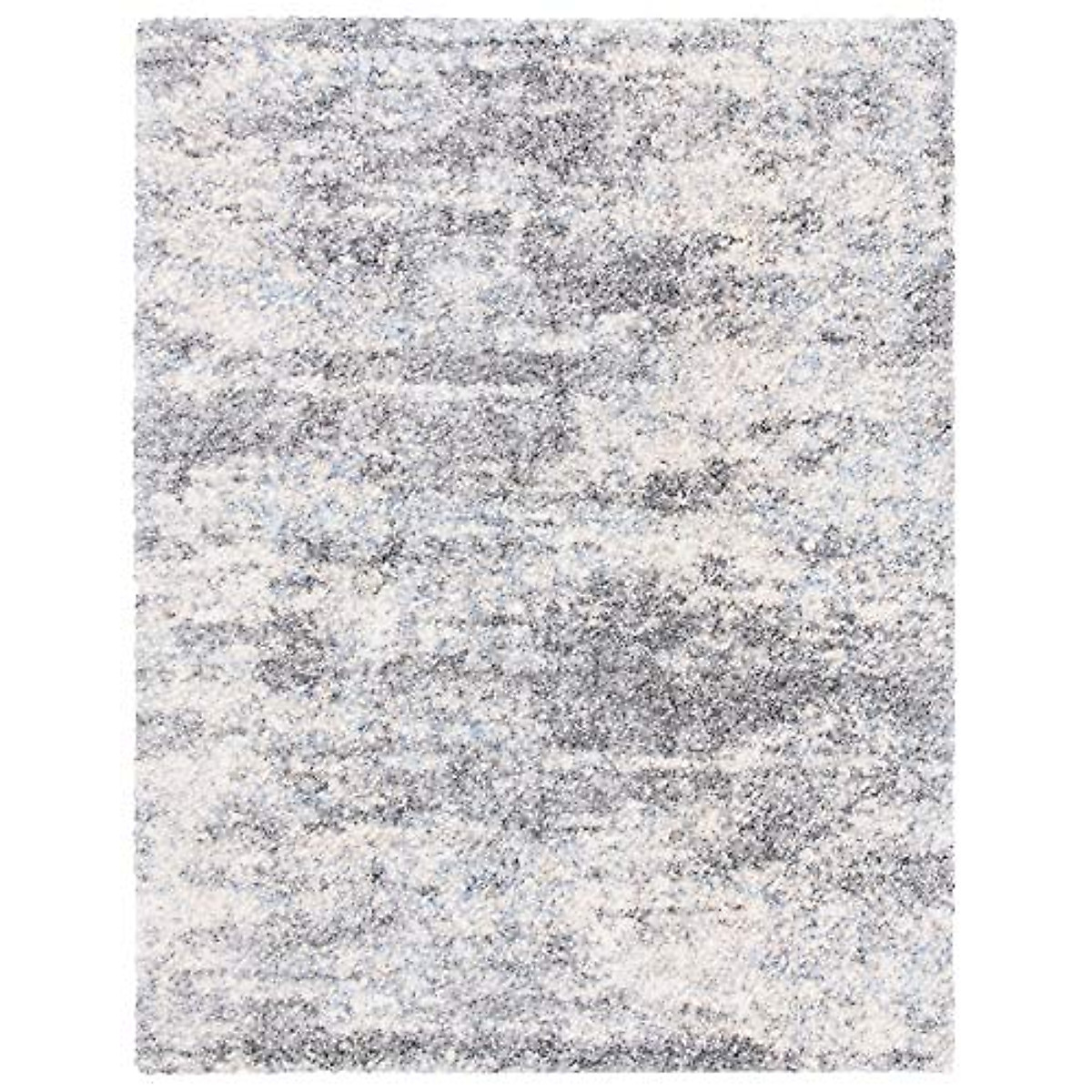 SAFAVIEH Berber Shag Collection 6' x 9' Grey / Cream BER219G Modern Abstract Non-Shedding Living Room Bedroom Dining Room Entryway Plush 1.2-inch Thick Area Rug