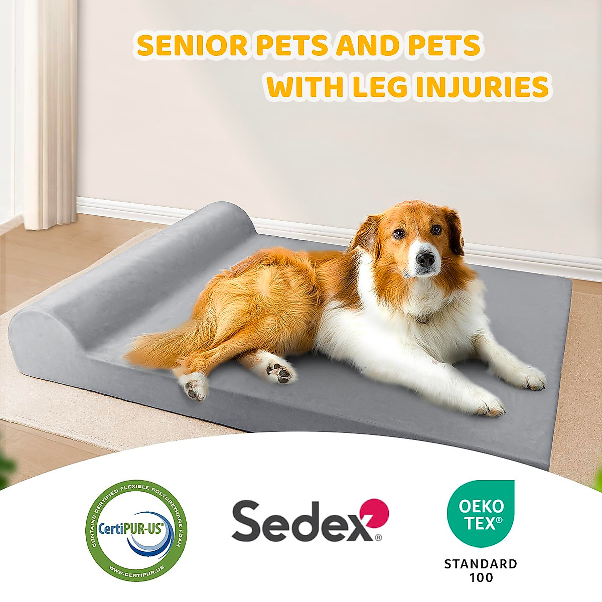 DREAMANIA Orthopedic Dog Bed for Medium, Large and Extra Large Dogs, Luxury Foam Pet Bed Mat with Durable Removable Cover, Non-Slip Bottom, Machine Washable (XXL(50.2"x36.6"x3.7"))