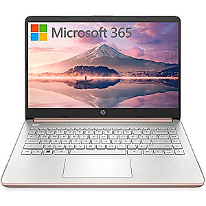 HP Stream 14" HD Thin and Light Laptop, Intel Celeron N4120, 16GB RAM, 64GB eMMC Storage, Long Battery Life, HD Webcam, HDMI, Rose Gold, Office 365 1-Year, Windows 11 S, 128GB Cuertns MicroSD