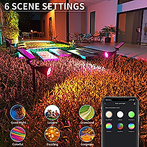 HELLYMOON Smart Solar Spot Lights Outdoor - APP Control, 2-in-1 RGB Wall/Ground Flag Pole Light Solar Landscape Spotlight, 180° Adjustable IP65 Waterproof Security Light for Pathway Garden(2 Pack)