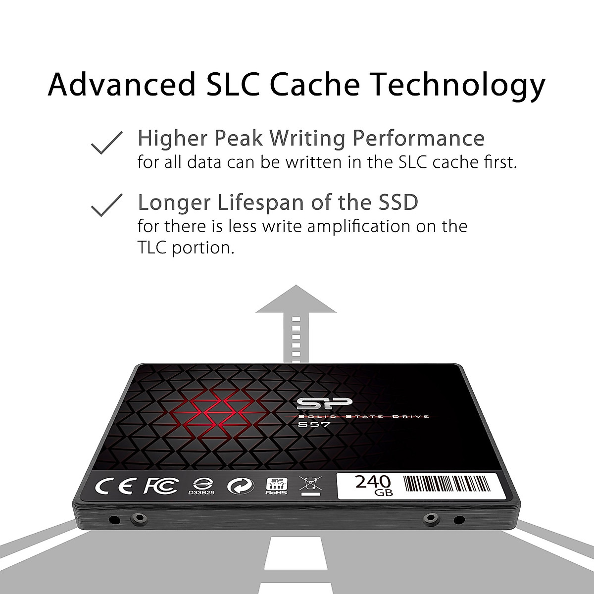 Silicon Power/Marvell Controller 240GB S57 (SLC Cache Performance Boost) SATA III Internal Solid State Drive- Free-download SSD Health Monitor Tool Included (SP240GBSS3S57A25AE)
