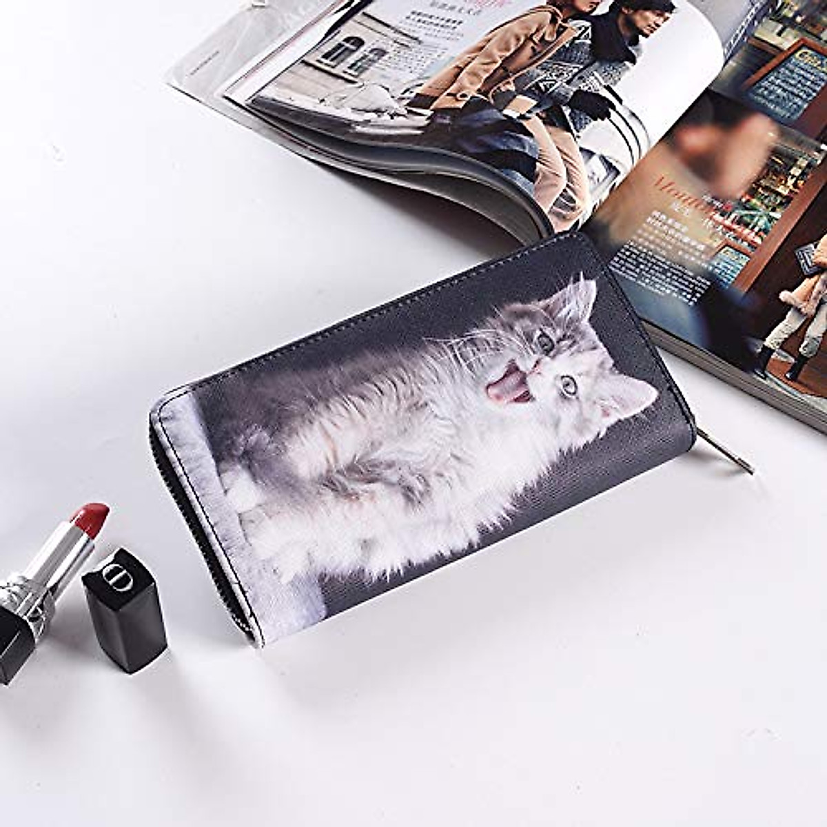 Cute Kitty Cartoon PU Leather Wallet Cash Coin Long Purse Card Holder for Women & Girls (Style#4)
