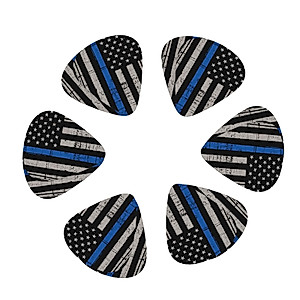 Classic Guitar Picks (12-Pack) for Eectric Guitar, Acoustic Guitar, Mandolin And Bass (One Size, Thin Blue Line Flag)