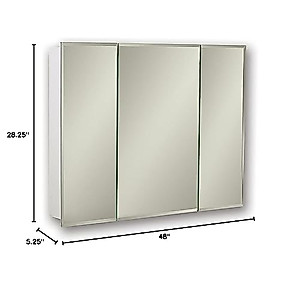 Jensen 255248X Tri-View Bevel Mirror Medicine Cabinet, 48" x 28.25"