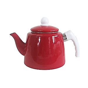 UXZDX Enamel Kettle, Enamel Kettle Coffee Pot Flower Teapot Gas Stove Induction Cooker Universal (Color : Red)