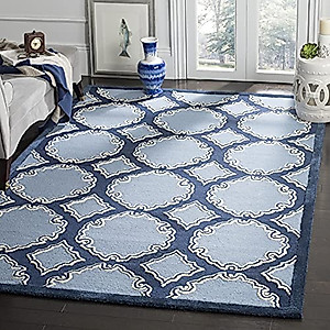 SAFAVIEH Bella Collection 8' x 10' Navy / Blue BEL139B Handmade Premium Wool Area Rug