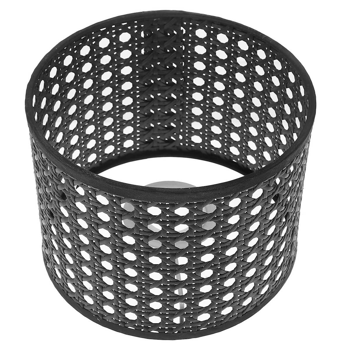 EXCEART Small Woven Lamp Shade E27 16cm Plastic Pendant Lampshade Drum Chandelier Light Cover Wall Floor Table Lamp Bulb Cage Guard Rustic Hanging Light Fixture B