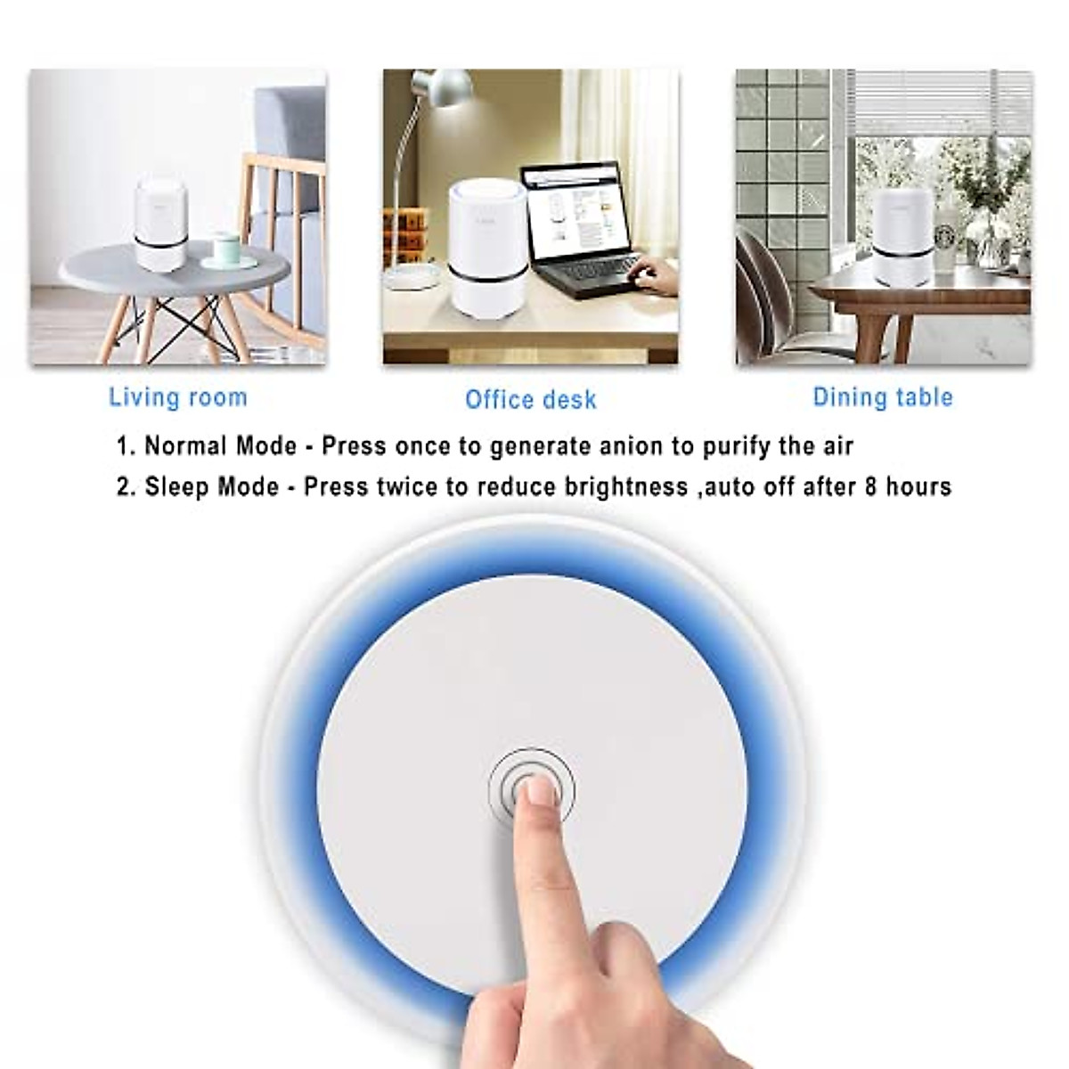 LTLKY Air Purifier for Bedroom,Small Air Cleaner for Desktop,USB Cord Power Version (2103)