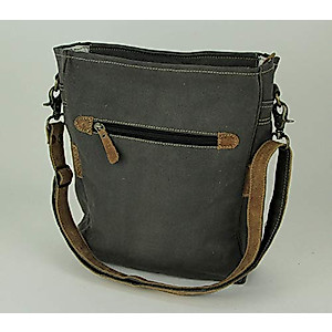 Myra Bag Walnut Upcycled Canvas Shoulder Bag S-1362, Gray, One Size, Medium