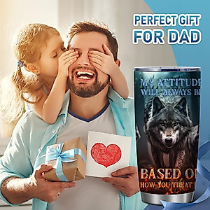 Equoza Wolf Tumbler for Men, Gifts for Wolf Lovers 20oz Insulated Tumble Stainless Steel Vacuum Travel Coffee Mugs with Lid Birthday Tumbler Gifts for Men（Pack of 1）