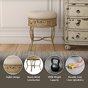 Hillsdale Villa III Upholstered Backless Vanity Stool, Antique Beige