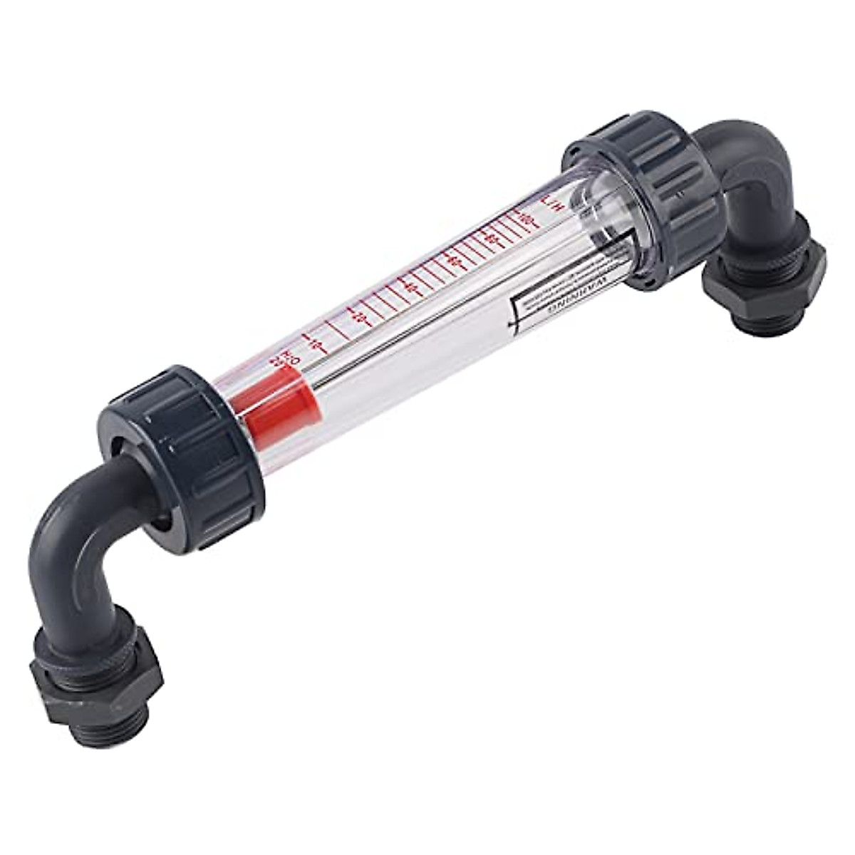Liquid Flowmeter, Liquid Measuring Tool 10-100LPH 1/2in Male Thread Tube Type Transparent Panel ABS Plastic for Various Liquid Media
