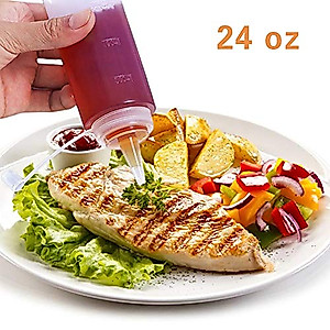 6 Pack 24oz Squeeze Bottle Condiment Squeeze Bottles Plastic ketchup Squeeze Squirt bottle For Sauce,BBQ,Dressing,Paint,Workshop,Arts and Crafts