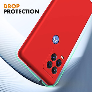 Oududianzi Case for Moto g-Stylus 5G 2021 Case,[2 Tempered Glass Screen Protector], Soft TPU Liquid Silicone Case, Shockproof Rubber Silicone Gel Case-Red