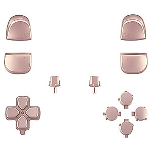 eXtremeRate Replacement D-pad R1 L1 R2 L2 Triggers Share Options Face Buttons, Metallic Rose Gold Full Set Buttons Compatible with ps5 Controller BDM-010 & BDM-020