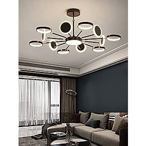 Kaiyuan Black Chandelier Light Fixture, Modern LED Chandelier with Remote Control, 12-Lights Modern Farmhouse Black Sputnik Chandelier for Dining Room,Bedroom,Living Room,Kitchen,Bedroom,Foyer