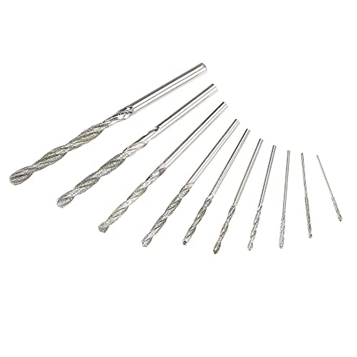 uxcell 0.8mm - 4.0mm Diamond Twist Drill Bit Set High Speed Steel for Glass Seashells Stone Tiles Set of 10pcs