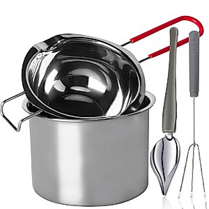 Stainless Steel Double Boiler Melting Pot with Heat Resistant Handle, Large Capacity Chocolate Melting Pot for Butter Candy Butter Cheese, Candle Making (450/900ML)