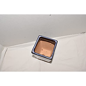 4.5'' Tall Purple & Blues Reactive Glaze Rectangle Shape Bonsai Cactus Planter Plant Pot, Blues & Purples