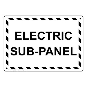 ComplianceSigns.com Electric Sub-Panel Label Decal, 5x3.5 in. 4-Pack Vinyl for Electrical