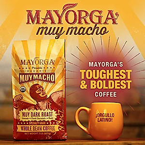 Mayorga Intense Dark Roast Coffee, 2 lb bag - Muy Macho Blend, the World's Strongest Organic Coffee - 100% Arabica Whole Coffee Beans - Bold Flavor - Specialty Grade, Non-GMO, Direct Trade