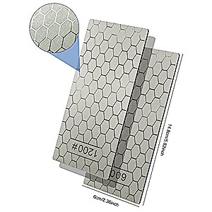 2PCS Diamond Sharpening Stone, Kalolary Knife Sharpener Stone Whetstone Honeycomb Surface Diamond Sharpener Plate with Non-slip Base for Pocket Knives Scissors, Outdoor Kitchen Tools (600/1200 Grit)