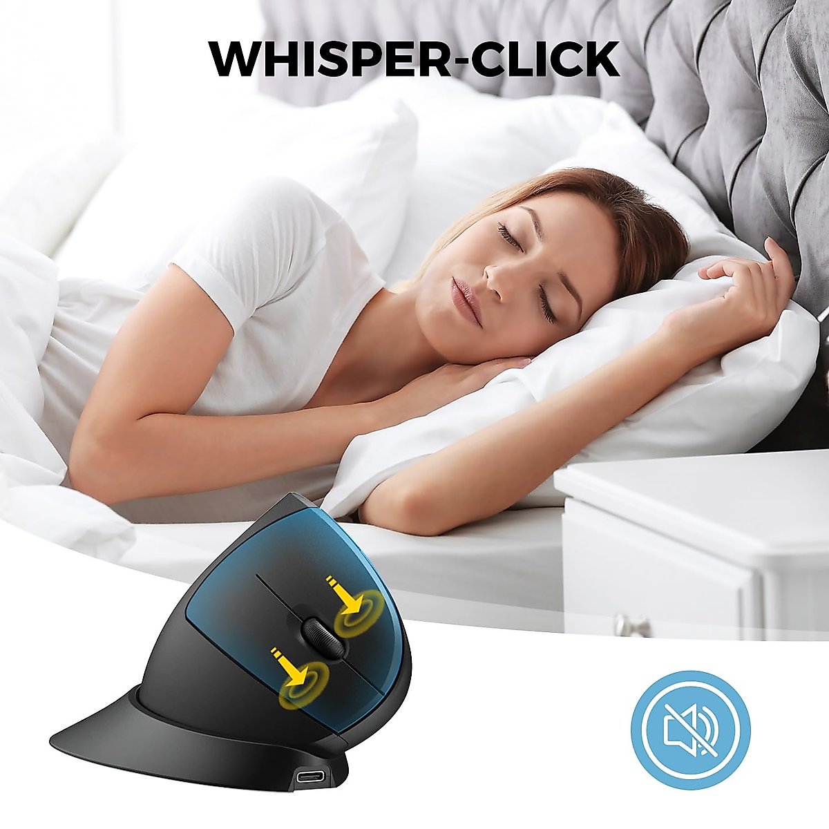 iClever Ergonomic Mouse, 2.4G Wireless Vertical Mouse with 4 Adjustable DPI, Silent Click, 7 Buttons, 3 Adjustable Tilt, Rechargeable Mouse Jiggler for Laptop, Desktop, PC, Computer, Windows 8/10/11