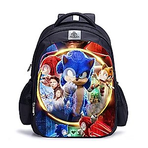 Soniccc Backpack Travel Bag Daypack Hedgehog Shoulder Bag with Side Pockets (balck, s)
