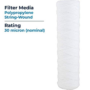 SpiroPure SP-CW30 10x2.5 30 Micron String-Wound Polypropylene Sediment Water Filter Cartridge SWC-25-1030 CW-MF 155187-43 (Case of 24)