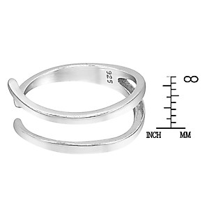 AeraVida Contemporary Double Banded .925 Sterling Silver Wraparound Ring (10)