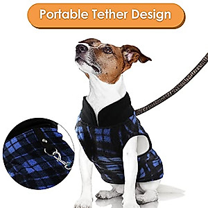 Geyoga Fleece Vest Dog Sweater Set of 4 Buffalo Plaid Dog Pullover Warm Jacket Winter Pet Clothes with Leash Ring for Small Dog Cat (Small)