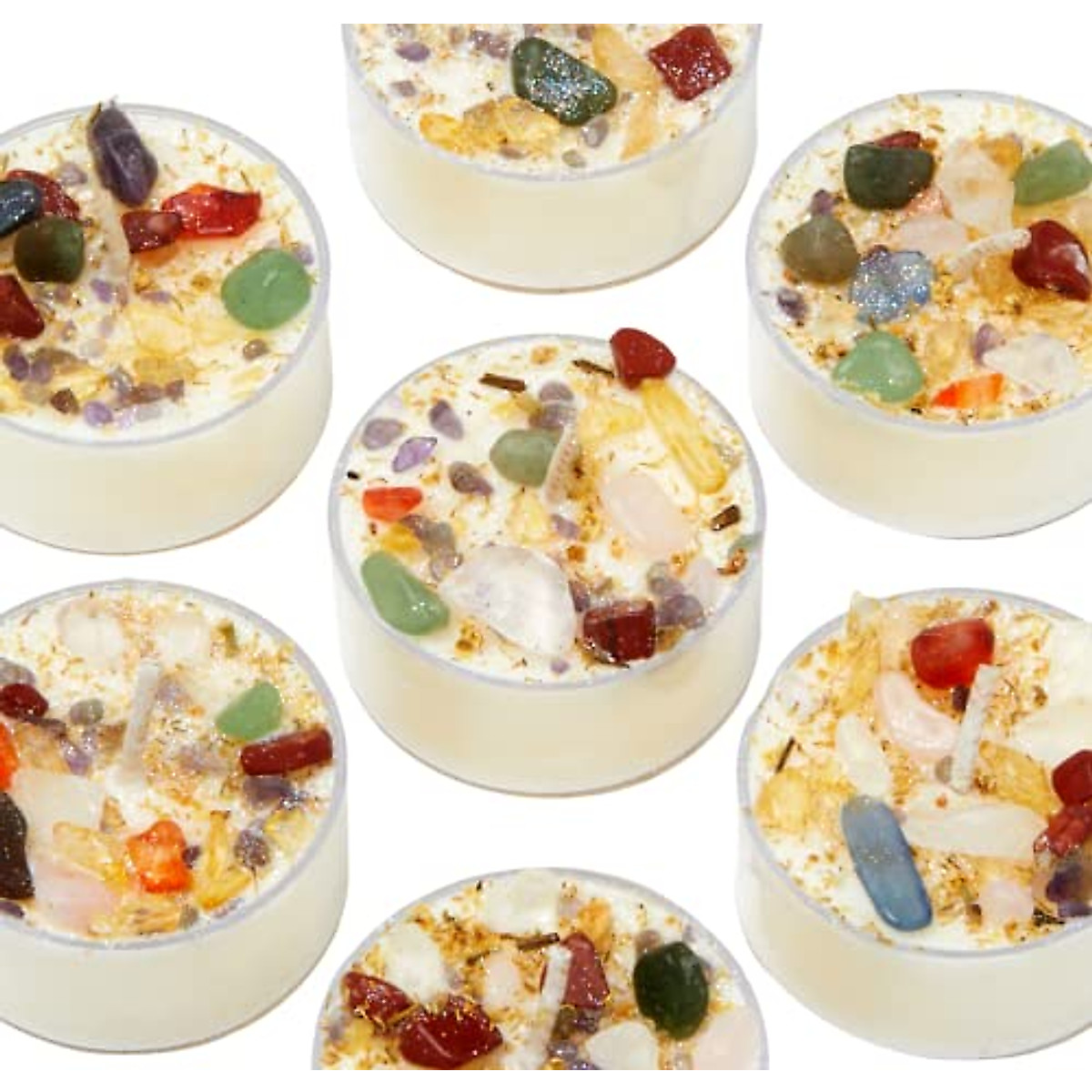 Happy Birthday Candle by New Moon Beginnings - Intention & Manifestation - Birthday Wish Candle - Crystal & Herb Candles - Aromatherapy Candles - Soy Candle (6 Pack tealights)