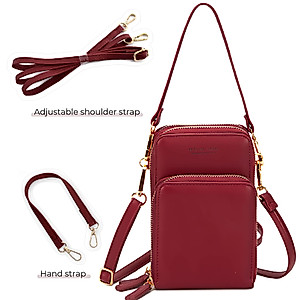 WITERY Small Cellphone Crossbody Purse- Lightweight Leather Travel Phone Crossbody Bags Shoulder Bags with 2 Shoulder Straps & Credit Card Slots for Women