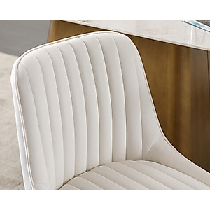 EALSON Velvet Upholstered Dining Chairs Set of 2 Modern Accent Dining Room Chairs with Gold Metal Base Comfy Padded Kitchen Chairs Armless Side Chairs for Kitchen Dining Room, Cream